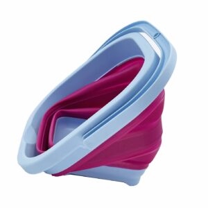 SAMMART 5L (1.3 Gallon) Collapsible Rectangular Handy Basket/Bucket (Cool Blue/Flamingo (Set of 2))