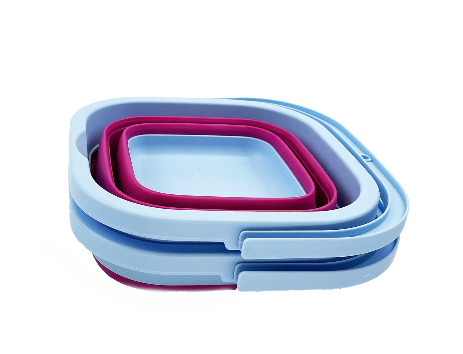 SAMMART 5L (1.3 Gallon) Collapsible Rectangular Handy Basket/Bucket (Cool Blue/Flamingo (Set of 2))