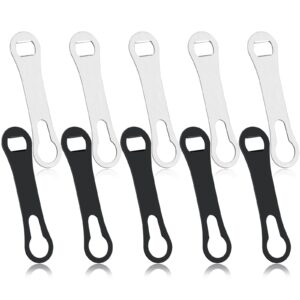 10 pcs stainless steel flat bottle opener wine bottle opener, bottle opener for bar pour spout remover flat bar key metal speed key opener for bartenders home kitchen(black, silver)