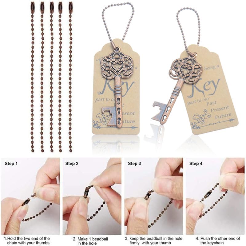 Makhry 52pcs Vintage Skeleton Key Bottle Opener Wedding Party Favor Guest Souvenir Gift Set with Tag Card and Keychain(Antique Copper)