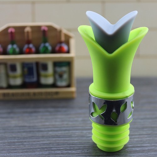 HYTK Cute Funny Gift Wine Bottle Stopper Pourer Silicone Material Lily Wine Pourer Packed of 3 No Leak (Green, Pink, Purple)