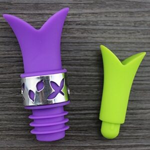 HYTK Cute Funny Gift Wine Bottle Stopper Pourer Silicone Material Lily Wine Pourer Packed of 3 No Leak (Green, Pink, Purple)