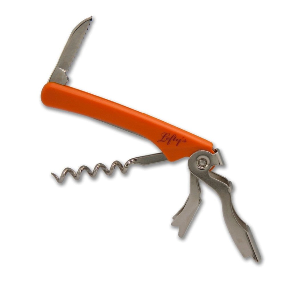 Left-Handed Folding Waiter 4-in-1 Corkscrew, Orange Handle