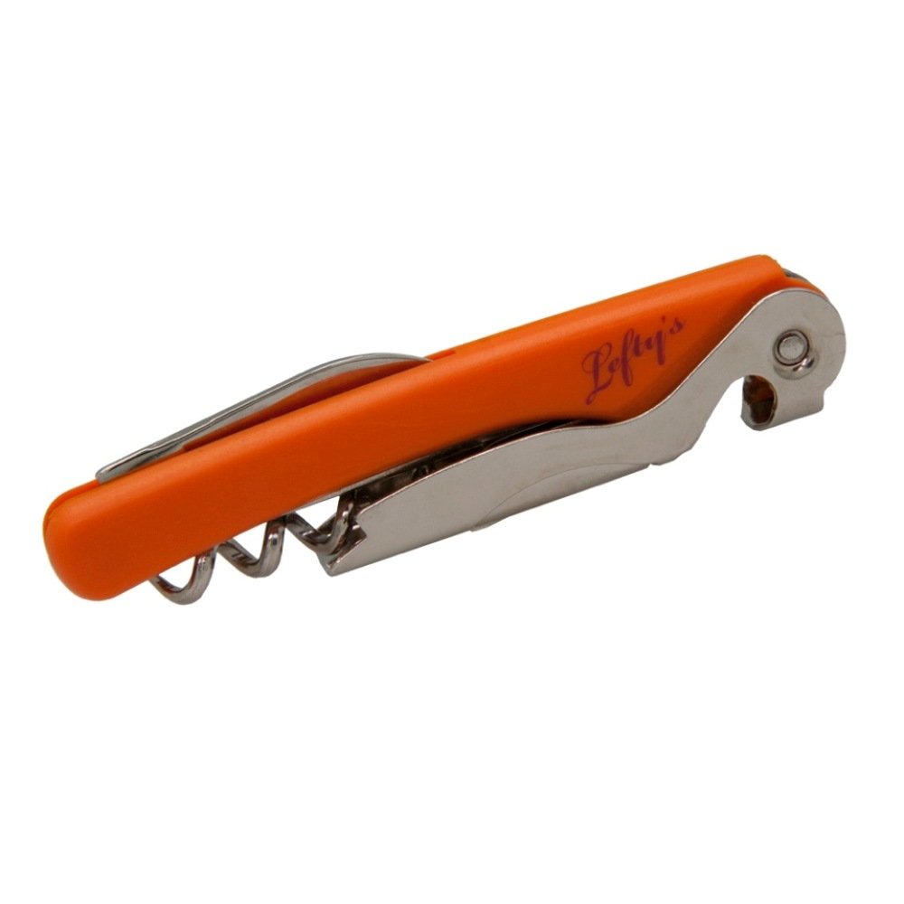 Left-Handed Folding Waiter 4-in-1 Corkscrew, Orange Handle