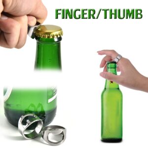 COLORFUL BLING 2 Pieces Rings Bottle Opener, Stainless Steel Beer Bottle Opener, Spinner Chain Thumb Finger Ring, Cool Creative Men Women Bottle Opener for Family Party Gift Supplies-silver10