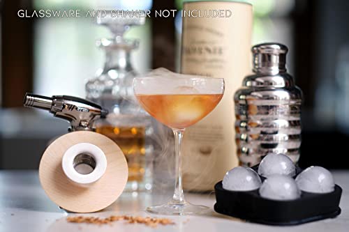 Cocktail Smoker Kit with Torch and Wood Chips for Whiskey and Bourbon - Whiskey Gifts for Men/Father/Husband - Old Fashioned Smoker Kit with Ice Ball Mold (Butane and Glassware Not Included)