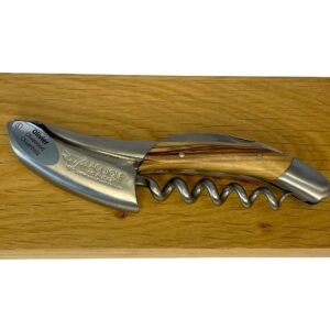 Laguiole En Aubrac Sommelier Waiter's Corkscrew, Olivewood Handle, Wine Opener With Foil Cutter & Bottle Opener, Brushed Bolster