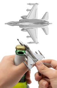 airplane bottle opener jet - stainless steel the wine savant - f16, f15, f18, f22 f35 beer bottle opener, fighter jet bottle opener, pilot gifts, military veteran gifts, airplane gifts, aviation gifts