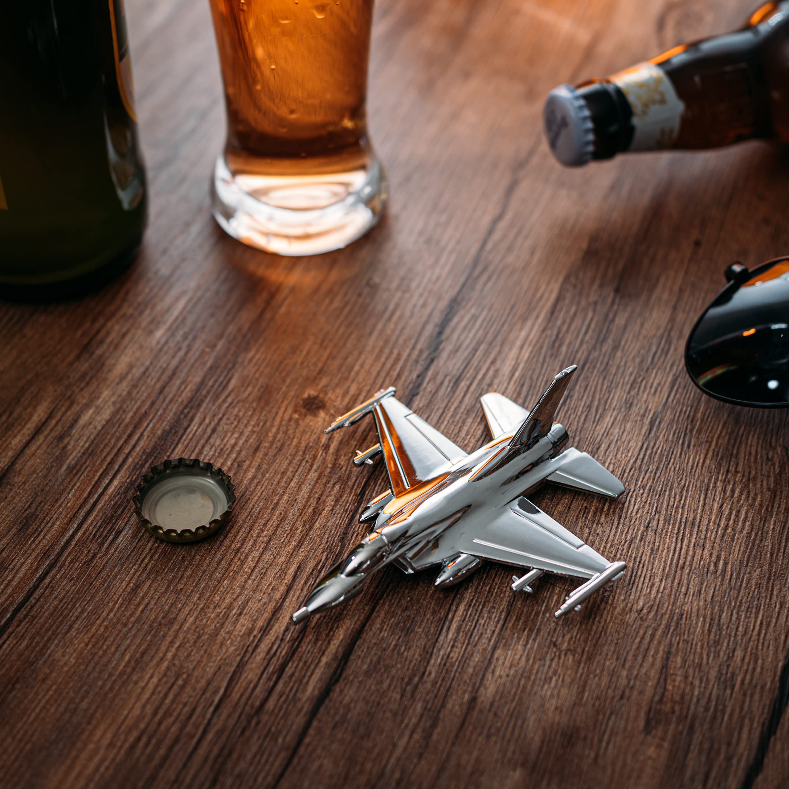 Airplane Bottle Opener Jet - Stainless Steel The Wine Savant - F16, F15, F18, F22 F35 Beer Bottle Opener, Fighter Jet Bottle Opener, Pilot Gifts, Military Veteran Gifts, Airplane Gifts, Aviation Gifts