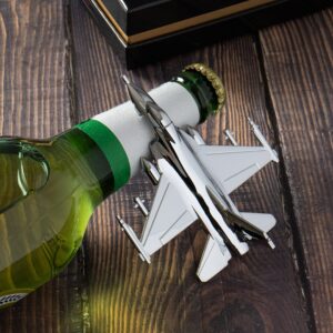 Airplane Bottle Opener Jet - Stainless Steel The Wine Savant - F16, F15, F18, F22 F35 Beer Bottle Opener, Fighter Jet Bottle Opener, Pilot Gifts, Military Veteran Gifts, Airplane Gifts, Aviation Gifts