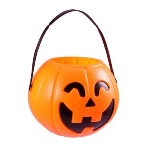 BESTOYARD Halloween Plastic Pumpkin Portable Pumpkin Bucket Trick-or-Treat Bucket Halloween Candy Bucket Jack O Lantern Bucket Halloween Party Supply 6.7Inch