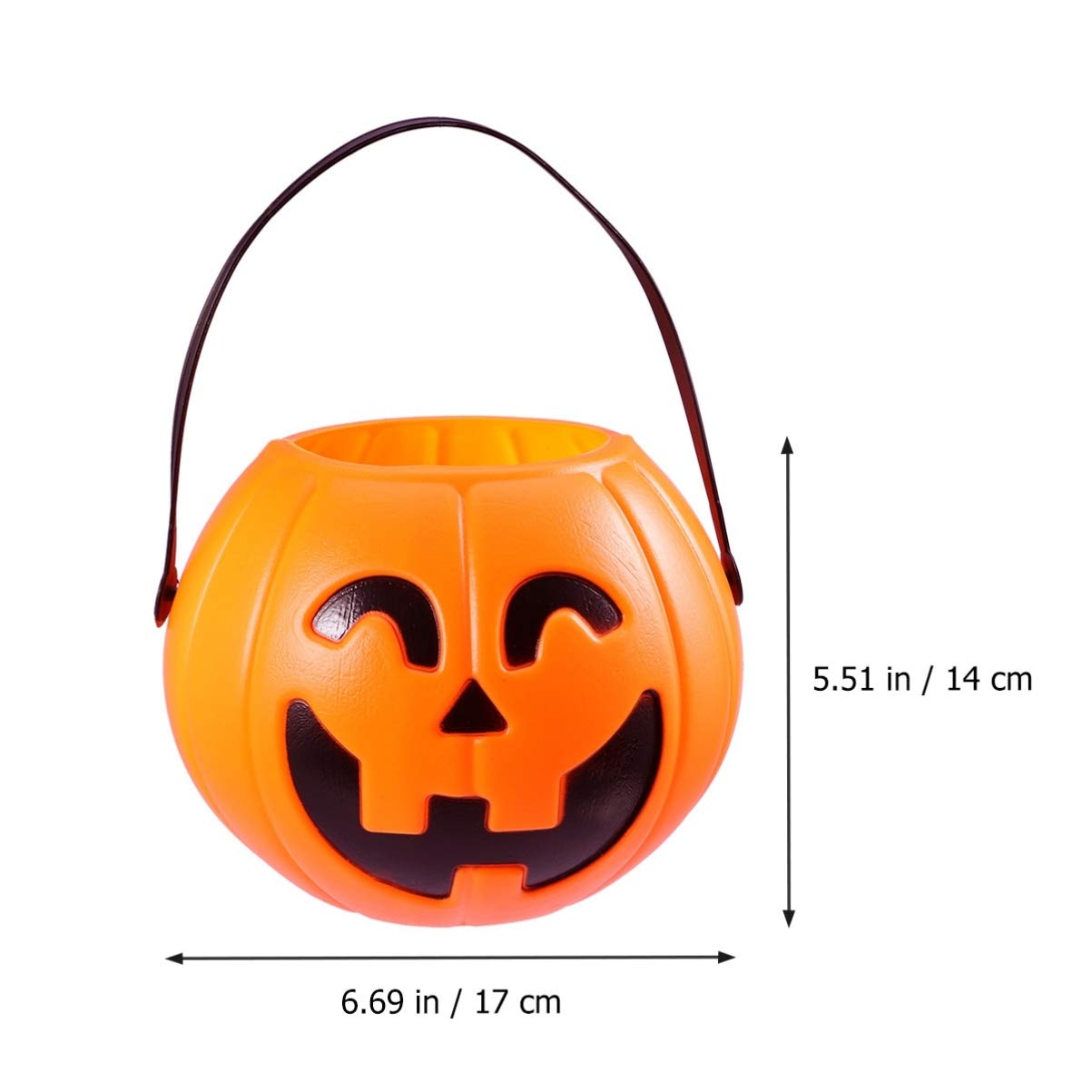 BESTOYARD Halloween Plastic Pumpkin Portable Pumpkin Bucket Trick-or-Treat Bucket Halloween Candy Bucket Jack O Lantern Bucket Halloween Party Supply 6.7Inch