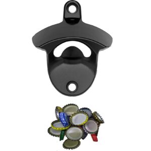 luwanburg gun-metal black wall mounted beer bottle opener magnetic with magnetic bottle cap catcher