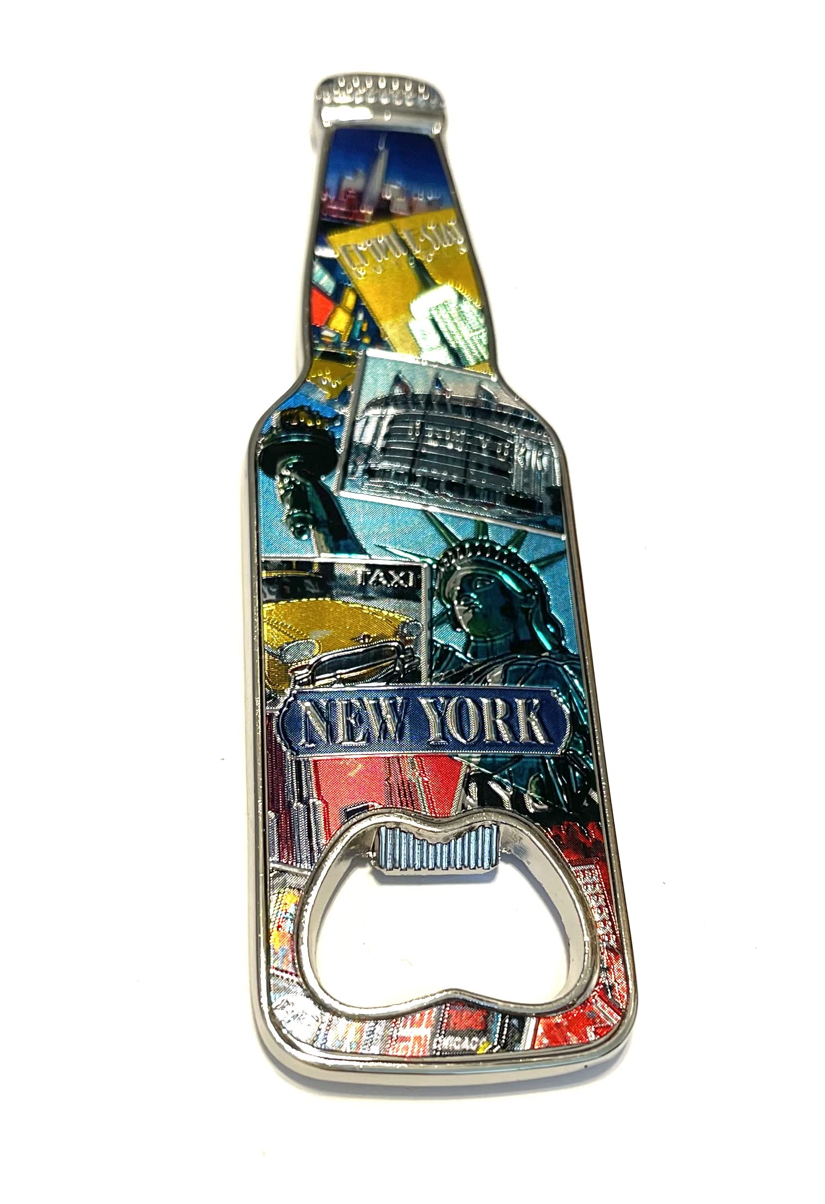 Sureg States Souvenir Bottle Opener Magnet Retro Bottle Shaped Collectible Design (New York Design), Multicolor