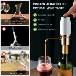 Electric Wine Aerator, Wine Accessories Aeration for Beginner Enthusiast, Wine Aerator Pourer Spout, Wine Gifts, Wine Dispenser with USB Rechargeable for Travel, Home, Bar