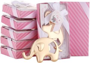 dajamai 24 pack pink elephant bottle opener girl baby shower party favor for guests elephant shaped bottle opener baby shower favors birthday bridal shower souvenirs wedding favor gift (pink)