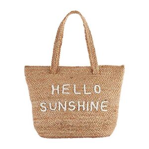 mud pie 43600012h summer jute cooler tote hello sunshine, 13" x 18 1/2"