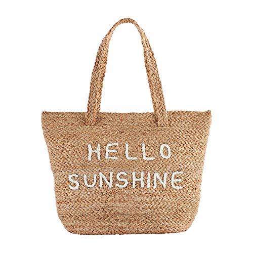 Mud Pie 43600012H Summer Jute Cooler Tote Hello Sunshine, 13" x 18 1/2"