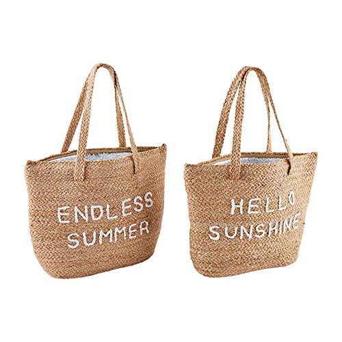 Mud Pie 43600012H Summer Jute Cooler Tote Hello Sunshine, 13" x 18 1/2"