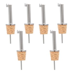 tofficu 6pcs stainless steel wine pourer liquor pour spouts set cork design wine bottle stoppers with dust caps for wine olive oil coffee vinegar bottles