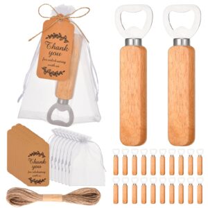 24 pieces wooden handle bottle opener suitable for home, bar or restaurant baby shower - wooden handle handheld or bridal gift for party gifts, gifts, guests' mementos