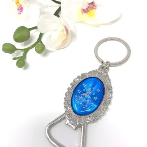 Quinceañera Keychain Bottle Opener Favor (12 PCS) - Sweet 15 Mis Quince 15 Birthday Sweet Sixteen Blue Color Metal Key Ring Gift for Guests