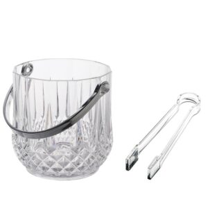 cabilock ice bucket clear wine bucket: everage tub cocktail home bar accessories with ice tongs wine drink tub cooler for party bar