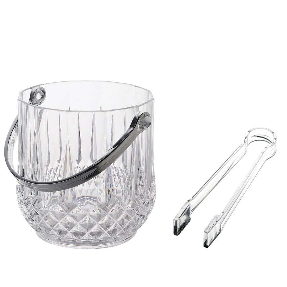 Cabilock Ice Bucket Clear Wine Bucket: everage Tub Cocktail Home Bar Accessories with Ice Tongs Wine Drink Tub Cooler for Party Bar