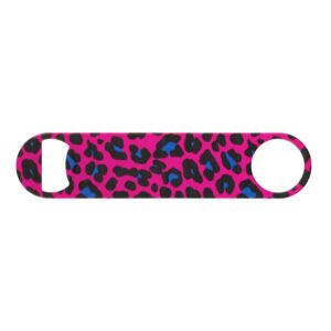 Pink Leopard Print Powder Coated Steel Bottle Opener