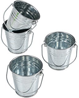 10 Large Galvanized Buckets 6" Tall 6.25" Wide at TOP 4" Wide at Bottom Arts Crafts Wedding