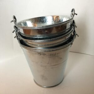 10 Large Galvanized Buckets 6" Tall 6.25" Wide at TOP 4" Wide at Bottom Arts Crafts Wedding