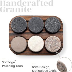 The Original ROCKS Whiskey Chilling Stones & Whiskey Trivia Quiz Gift Set - 6 Handcrafted Premium Granite Round Sipping Rocks - 100 Quiz Q&A for Whiskey Lovers - Fun Fact Stories & More, Great Gift!