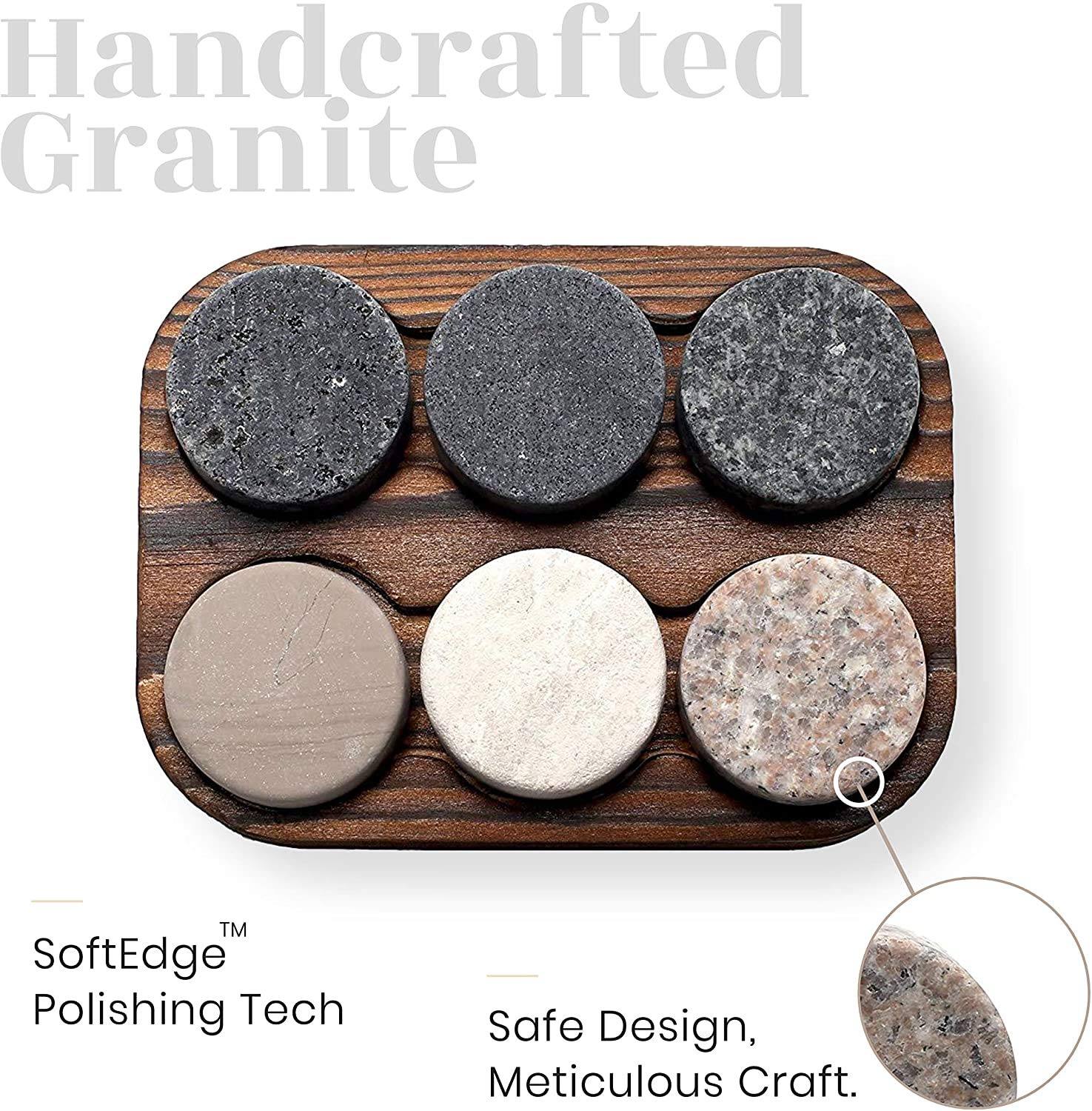 The Original ROCKS Whiskey Chilling Stones & Whiskey Trivia Quiz Gift Set - 6 Handcrafted Premium Granite Round Sipping Rocks - 100 Quiz Q&A for Whiskey Lovers - Fun Fact Stories & More, Great Gift!