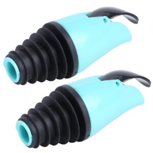 2pcs oil spouts, oil bottle pour spout stopper, abs & silicone pourers for wine soy sauce vinegar bottles kitchen accessory(light blue)