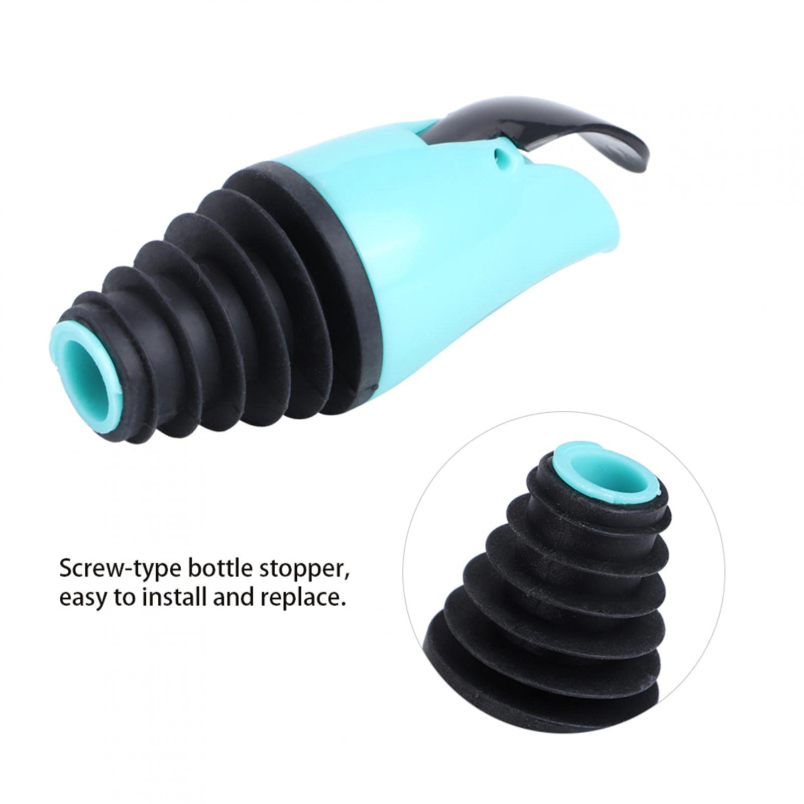 2Pcs Oil Spouts, Oil Bottle Pour Spout Stopper, ABS & Silicone Pourers for Wine Soy Sauce Vinegar Bottles Kitchen Accessory(light blue)