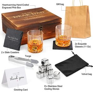 Whiskey Gifts for Men Dad Gifts from Daughter Son Wife, Dad Birthday Fathers Day Anniversary Gifts for Dad, Stainless Steel Bourbon Whiskey Stones Set