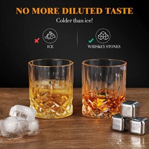 Whiskey Gifts for Men Dad Gifts from Daughter Son Wife, Dad Birthday Fathers Day Anniversary Gifts for Dad, Stainless Steel Bourbon Whiskey Stones Set