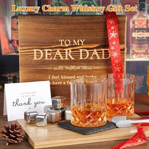 Whiskey Gifts for Men Dad Gifts from Daughter Son Wife, Dad Birthday Fathers Day Anniversary Gifts for Dad, Stainless Steel Bourbon Whiskey Stones Set