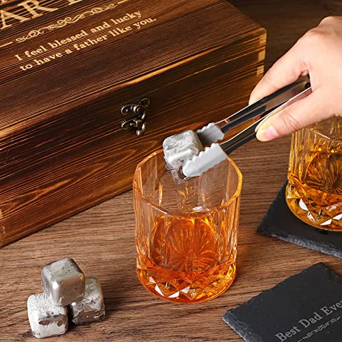 Whiskey Gifts for Men Dad Gifts from Daughter Son Wife, Dad Birthday Fathers Day Anniversary Gifts for Dad, Stainless Steel Bourbon Whiskey Stones Set