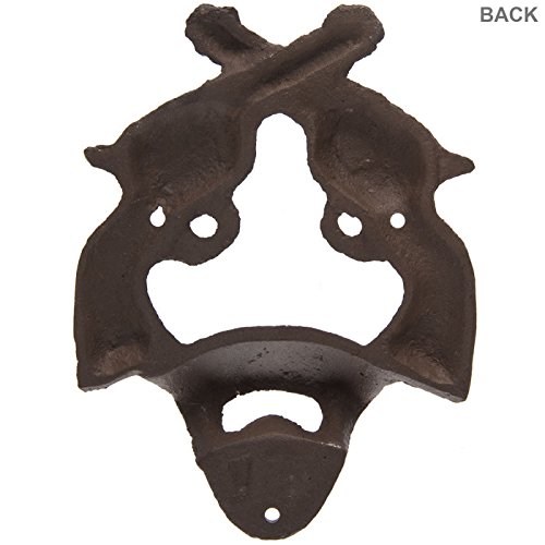 Cast Iron Double Pistol Bottle Opener Wall Mount