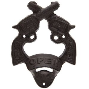 cast iron double pistol bottle opener wall mount