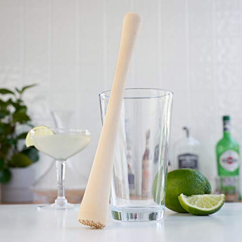 True Smash Natural Wood Muddler, Bar Cart and Cocktail Accessory, Craft Cocktail Tools, Bar Tool, 9"