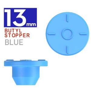 13mm Self Healing Injection Ports Vials Rubber Stoppers Mushroom Mason Jar Lids Butyl Seal for Glass Bottle& Liquid Culture Production Jars 100Pcs/Pack By Biomed Solutions(Blue)