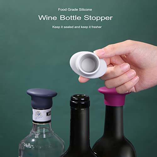 Hyvigo 4Pcs Silicone Wine Caps, Wine Stopper With Gift Box, Reusable Wine Bottle Stoppers and Champagne stoppers, Strong Sealing, Leak Proof, 4 Colors