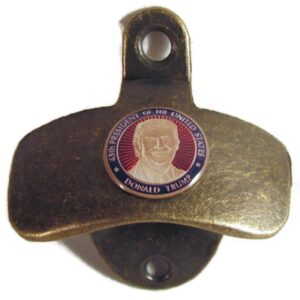 45th PRESIDENT DONALD TRUMP ANTIQUE BRASS FINISH WALL BOTTLE CAP OPENER NEW