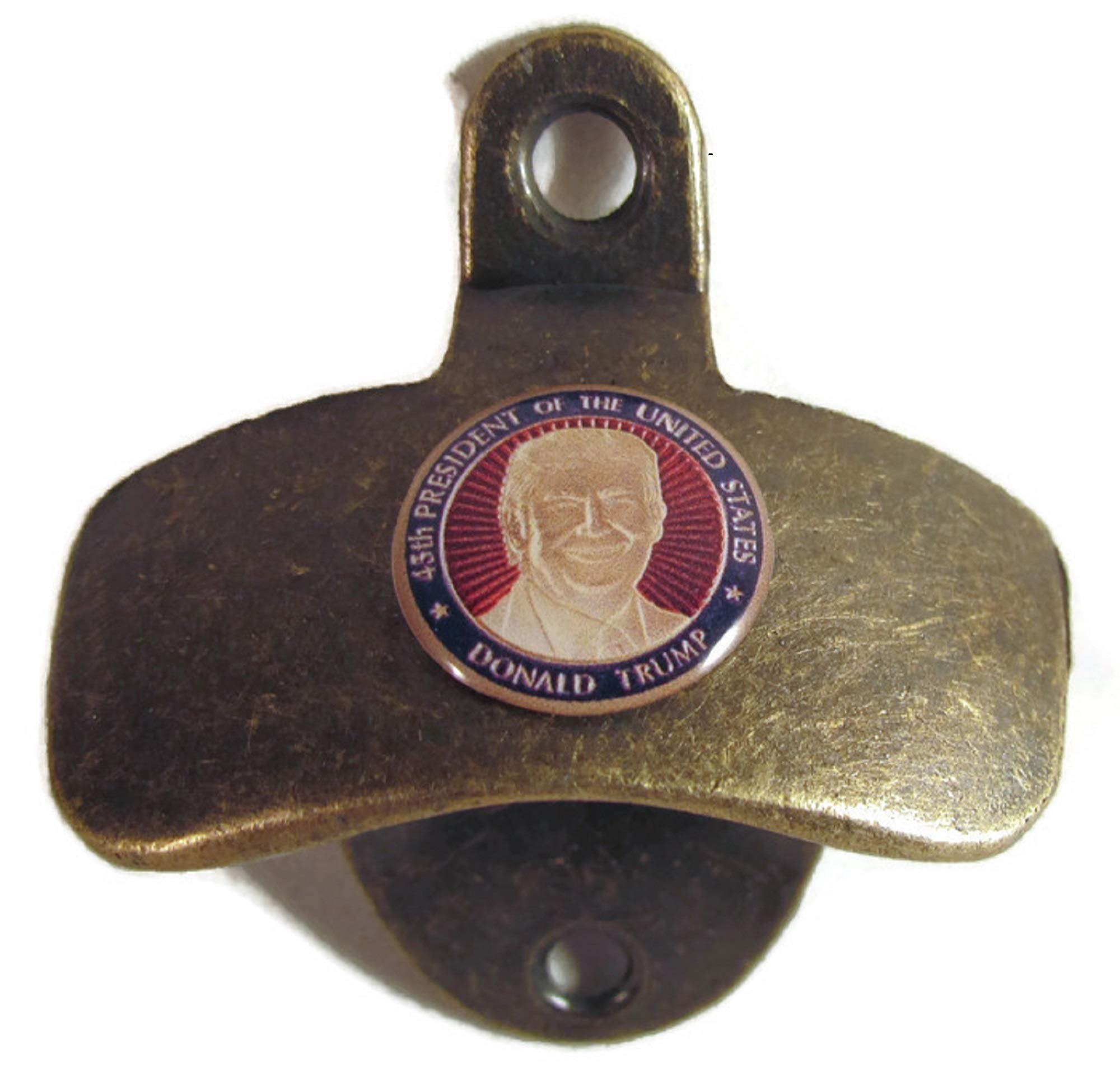 45th PRESIDENT DONALD TRUMP ANTIQUE BRASS FINISH WALL BOTTLE CAP OPENER NEW