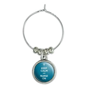 graphics & more wine glass charm drink marker keep calm and h-o - nurse on - keep calm and