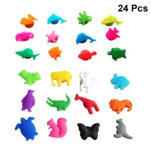 Cabilock Drink Markers 24pcs Wine Charms Silicone Wine Glass Markers Sea and Land Animals Wine Identifier Drinking Cup Sign Party Cup Bottle Sign Wine Glass Charms