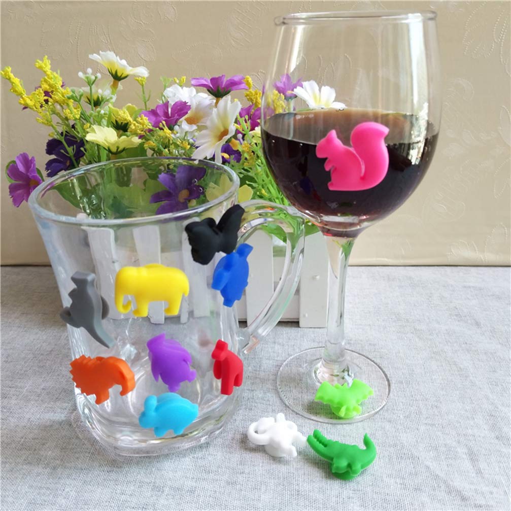 Cabilock Drink Markers 24pcs Wine Charms Silicone Wine Glass Markers Sea and Land Animals Wine Identifier Drinking Cup Sign Party Cup Bottle Sign Wine Glass Charms