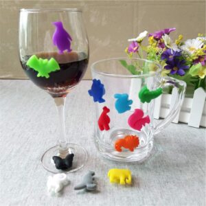 Cabilock Drink Markers 24pcs Wine Charms Silicone Wine Glass Markers Sea and Land Animals Wine Identifier Drinking Cup Sign Party Cup Bottle Sign Wine Glass Charms